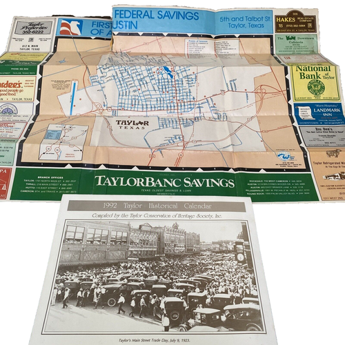 1992 Taylor Historical Calendar Texas Street Map TX Vintage Photos ...