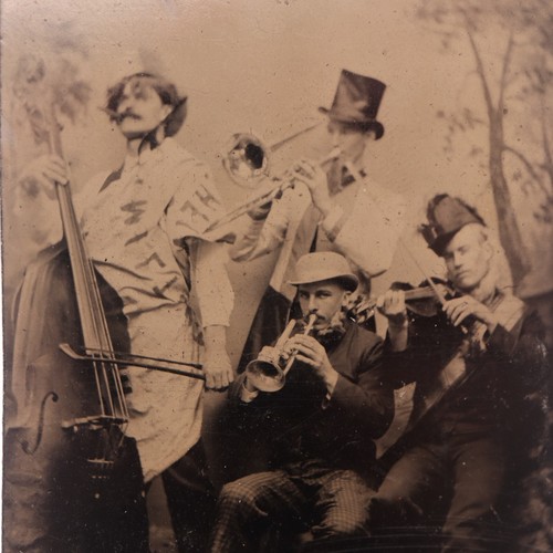 Antique Old Tintype Photo Musicians Band Quartet with Cello, Fiddle ...