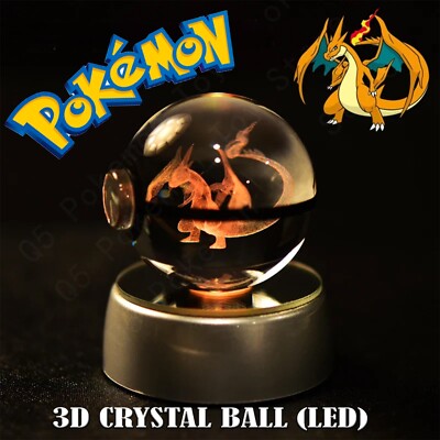 POKEMON 3D CRYSTAL BALL, WITH LED LIGHT BASE, Beautiful to make a gift ...