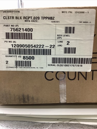 (QTY 17000) TE 75621400 1742096 Cluster Block Assembly Connect RCPT 020 ...