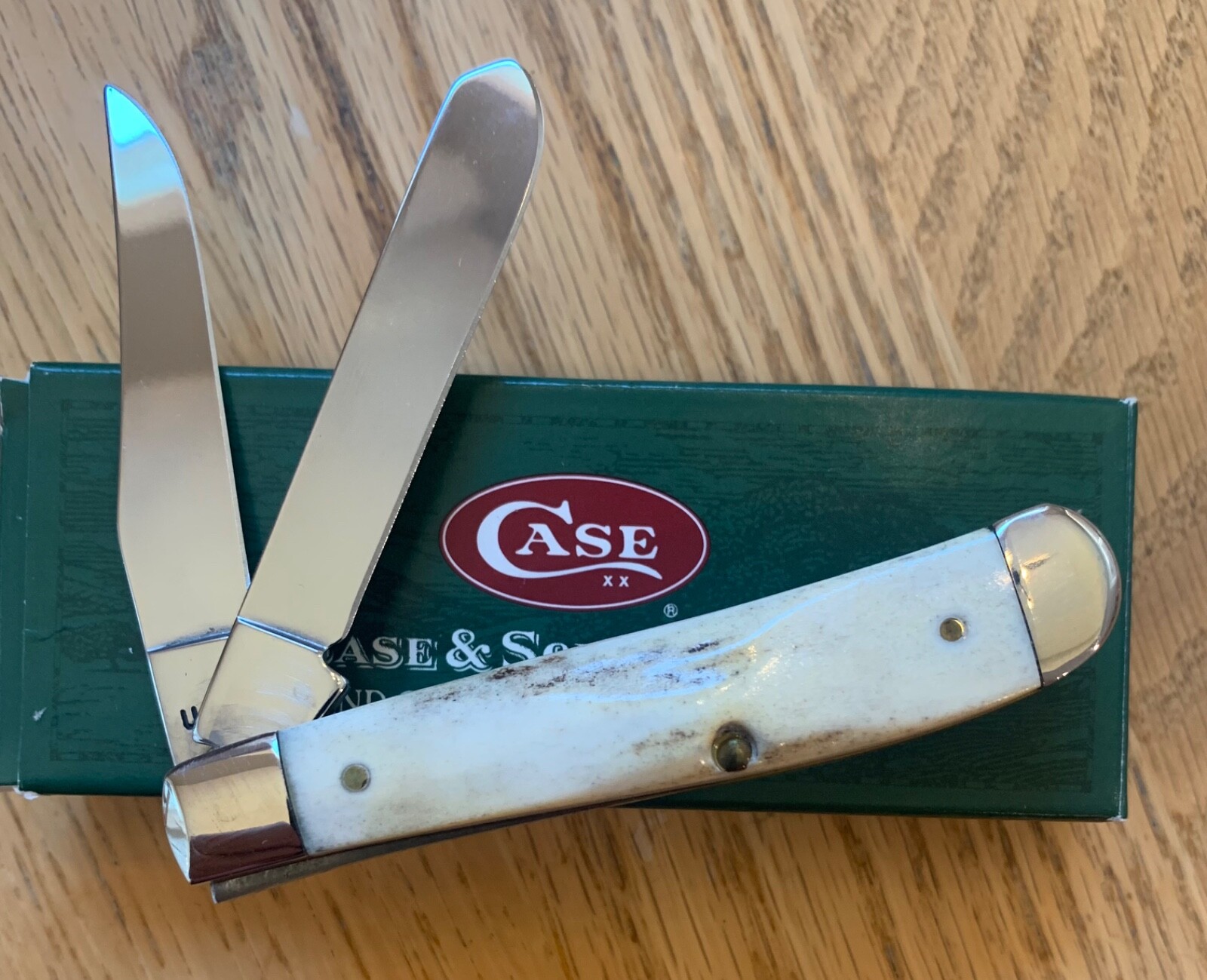 CASE VINTAGE FAT STAG MINI TRAPPER KNIFE NEVER USED IN BOX #V5207 SS D4 ...