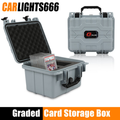 50CT Gray Graded Card Storage Box Travel Waterproof Case Slab Holder ...