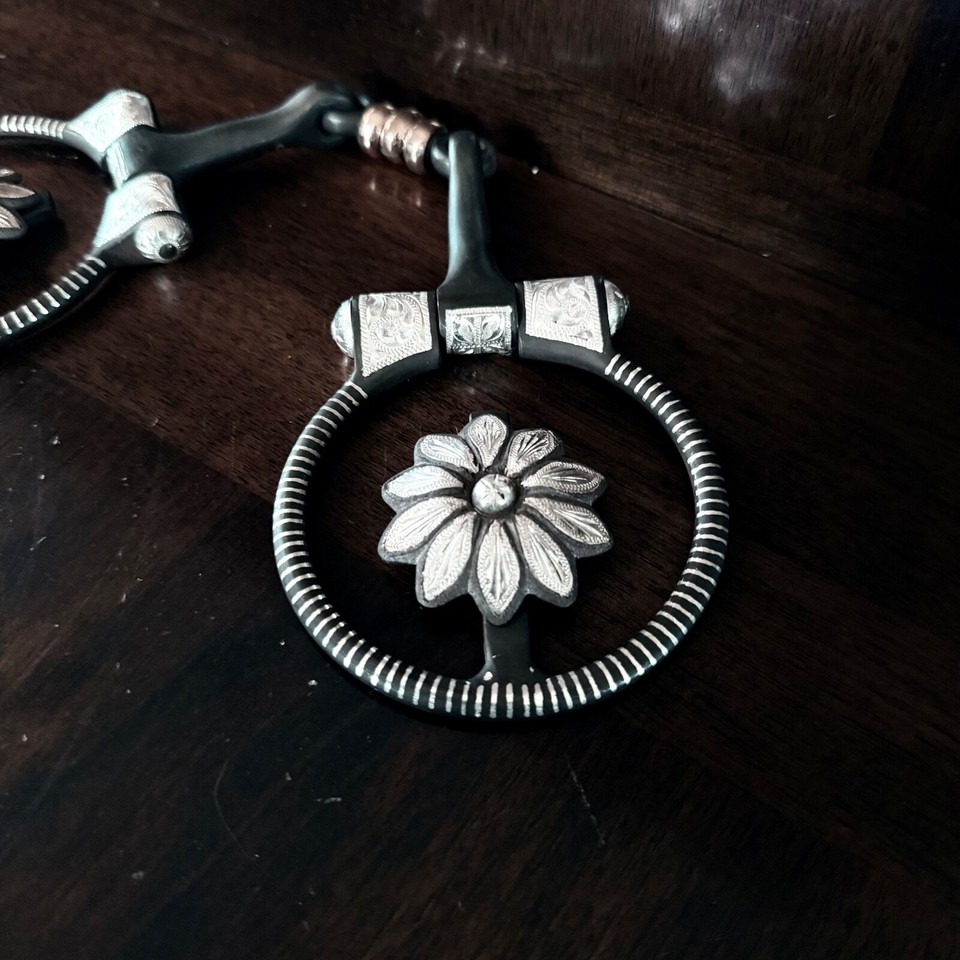 CLASSIC HANDMADE STERLING SILVER CHISELED DAISY SNAFFLE BIT MAKER ...