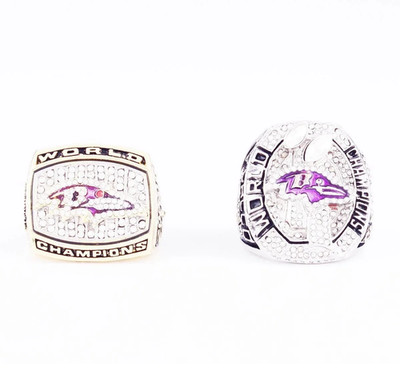 2000/2012 Baltimore Ravens Super Bowl Championship 2 Rings Ring Size 11 ...