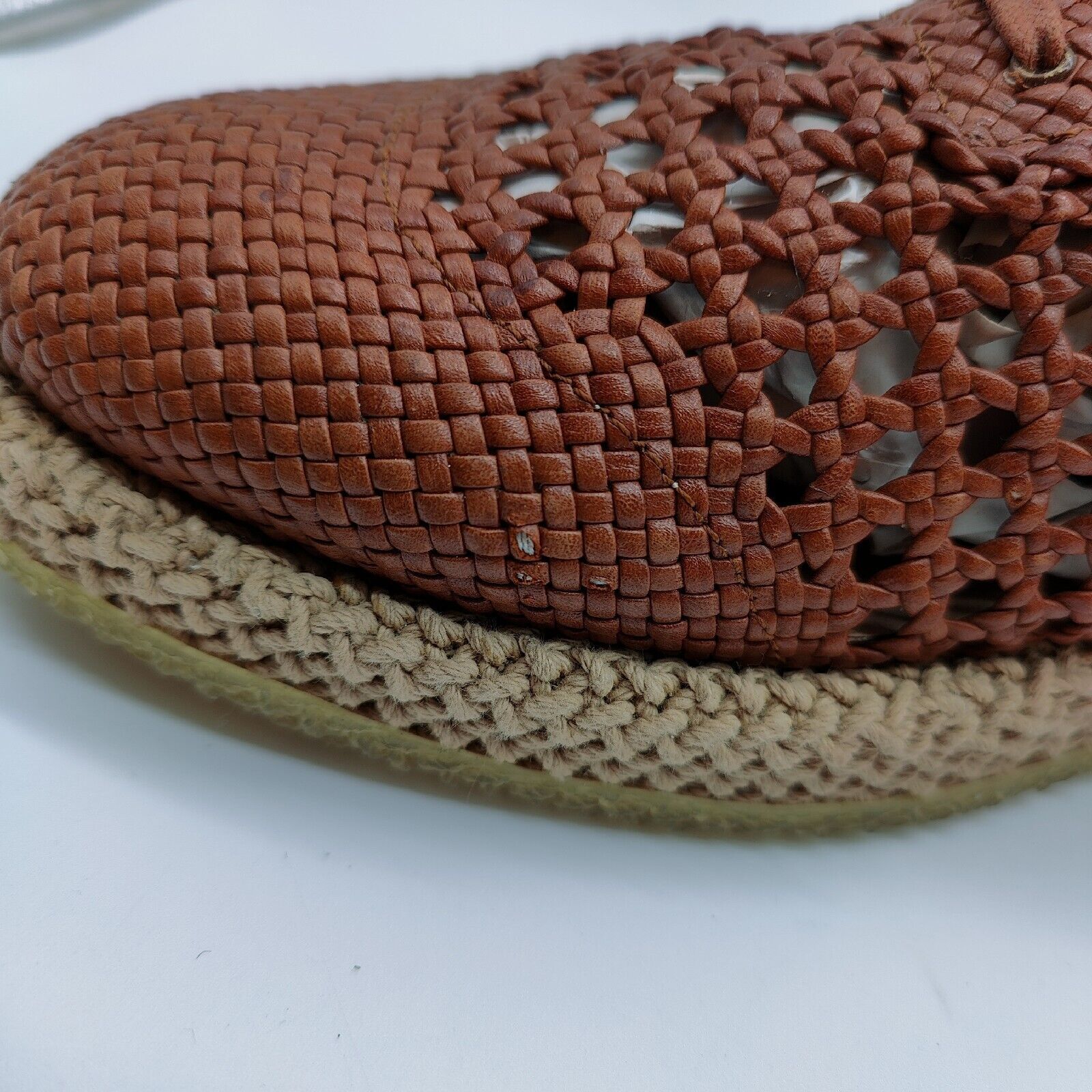 New Defect- Ferragamo Woven Brown Dress Men's Lace-up Woven Oxford ...