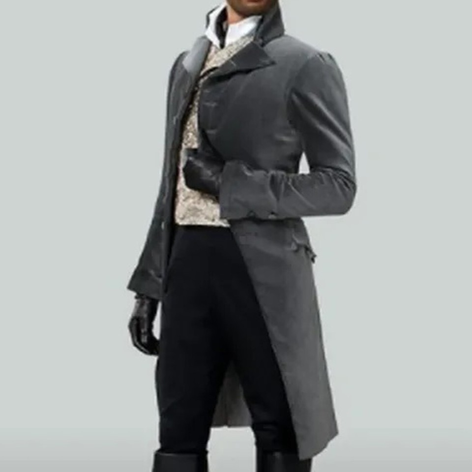 Regency-era men's fashion characterized a long coat, 19th-century ...