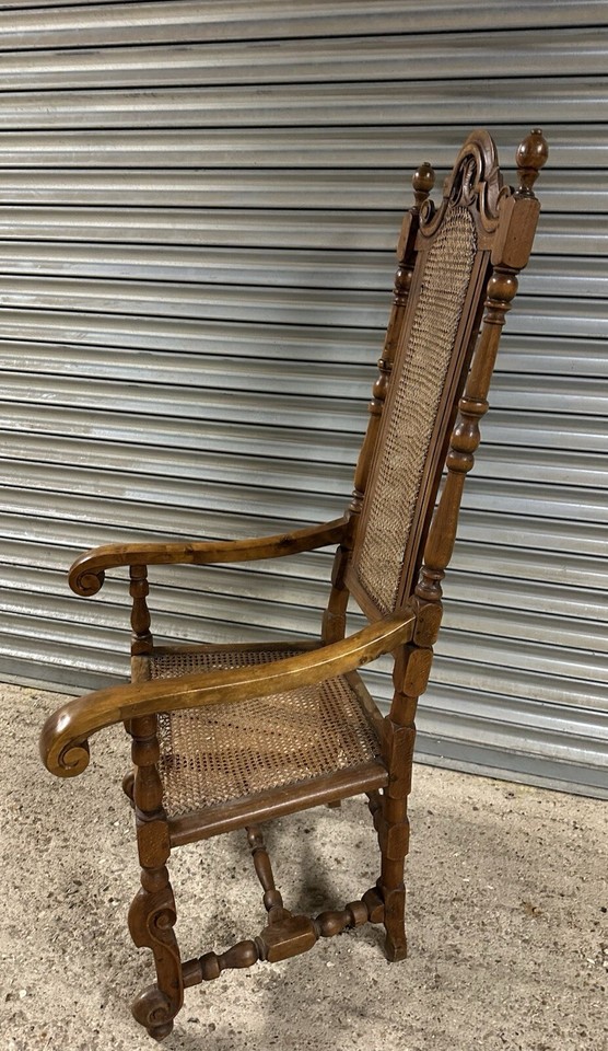 Beautiful Antique 17thC Style Beech Framed High Back Bergere Hall Chair ...