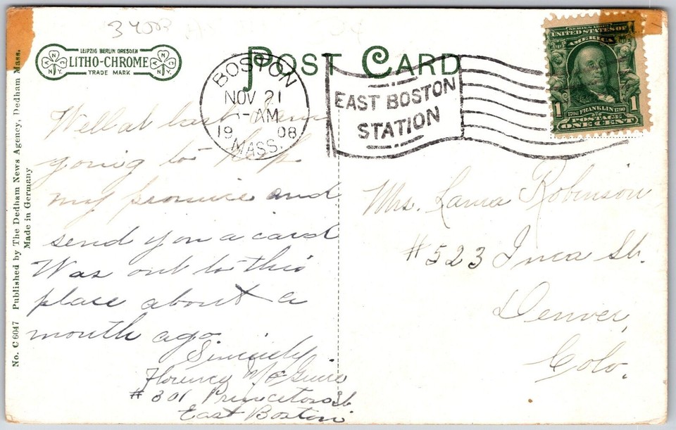 1908 The Fairbanks House Dedham Massachusetts MA Built In 1636 Posted ...