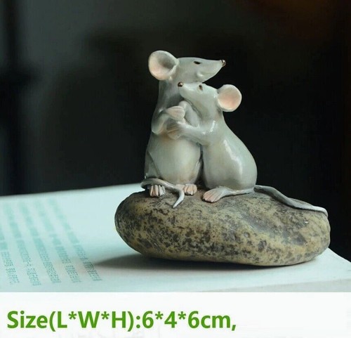 Two Mouse Mice Rat Statue Garden Sculpture Tabletop Figurine Home Decor ...