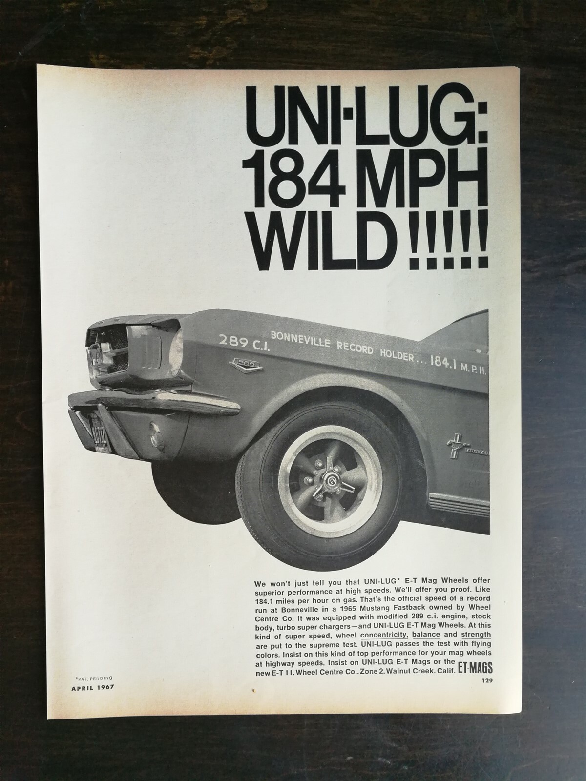 Vintage 1967 ET Mag Wheels Ford Mustang Full Page Original Ad | eBay
