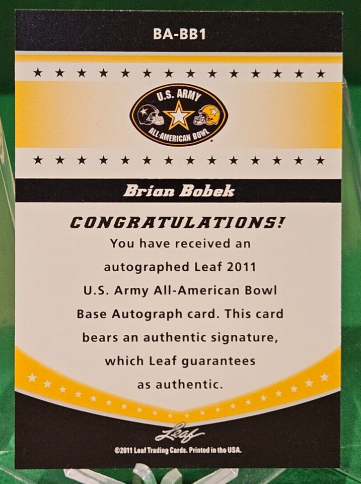 2011 Leaf U.S. ALL-AMERICAN BOWL BRIAN BOBEK Rookie Auto | eBay