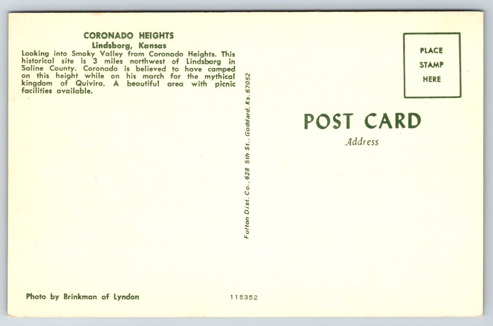 Greetings from Kansas Lindsborg Coronado Heights Postcard | eBay