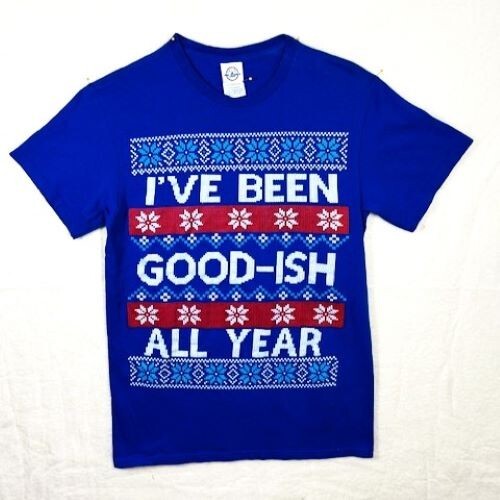 Women's Blue Pullover Short Sleeve Petite S "I've Been Good-ish All ...
