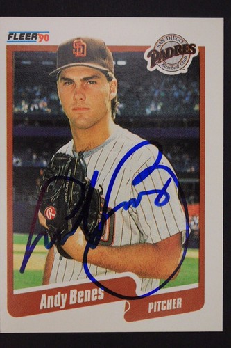 San Diego Padres Andy Benes Signed 1990 Fleer Autograph Card #151 TOUGH ...
