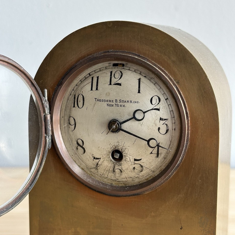 Antique Theodore Starr Chelsea Clock Co. Brass Mantle Clock - 8.25” | eBay