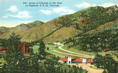 Aerial View Scene at Cascade in Ute Pass Highway 24 Colorado Postcard ...