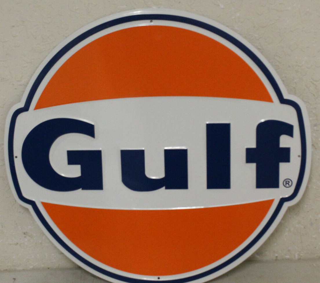 Large Vintage Style 24" Gulf Gas Station Signs Man Cave Garage Decor ...