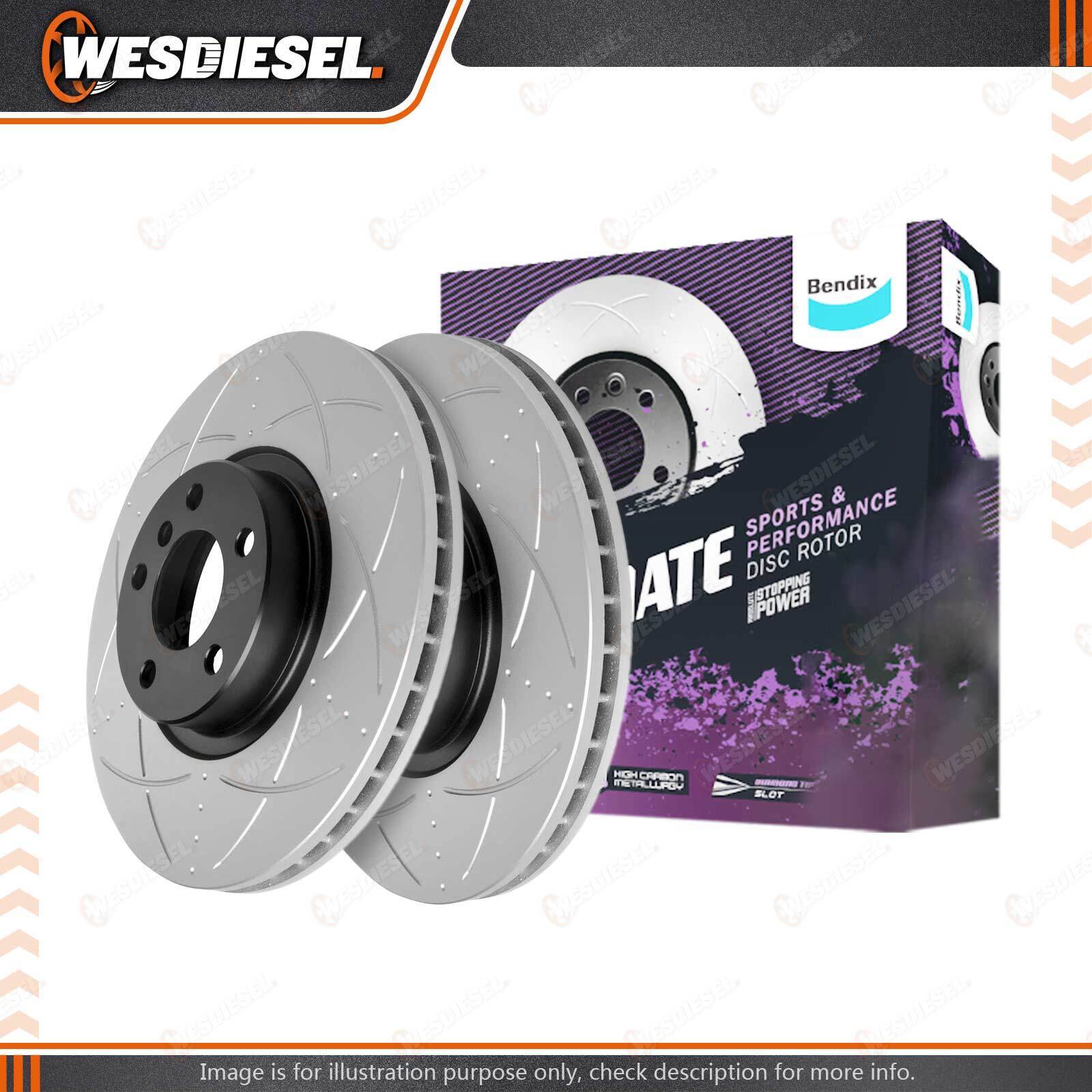 2Pcs Bendix Rear Ultimate Slotted Disc Brake Rotors Diamond Tip Slot ...