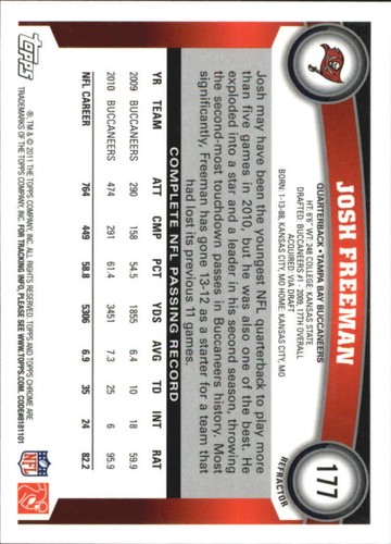 2011 Topps Chrome Xfractors #177 Josh Freeman Card | eBay