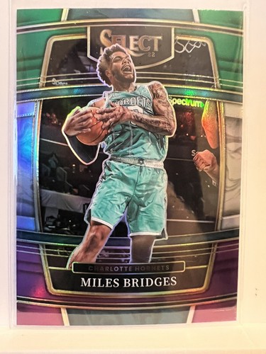 2021-22 Select Miles Bridges Green White Purple Prizm #42 Charlotte ...
