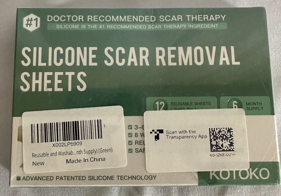 Kotoko silicone scar removal sheets 6 month supply 12 reusable sheets ...