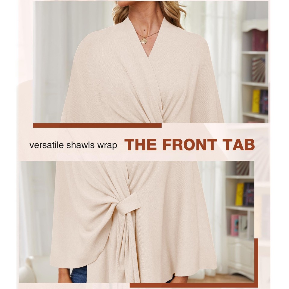 Women's Elegant Shawl Wraps Soft Open Front Poncho Sweater for Fall ...