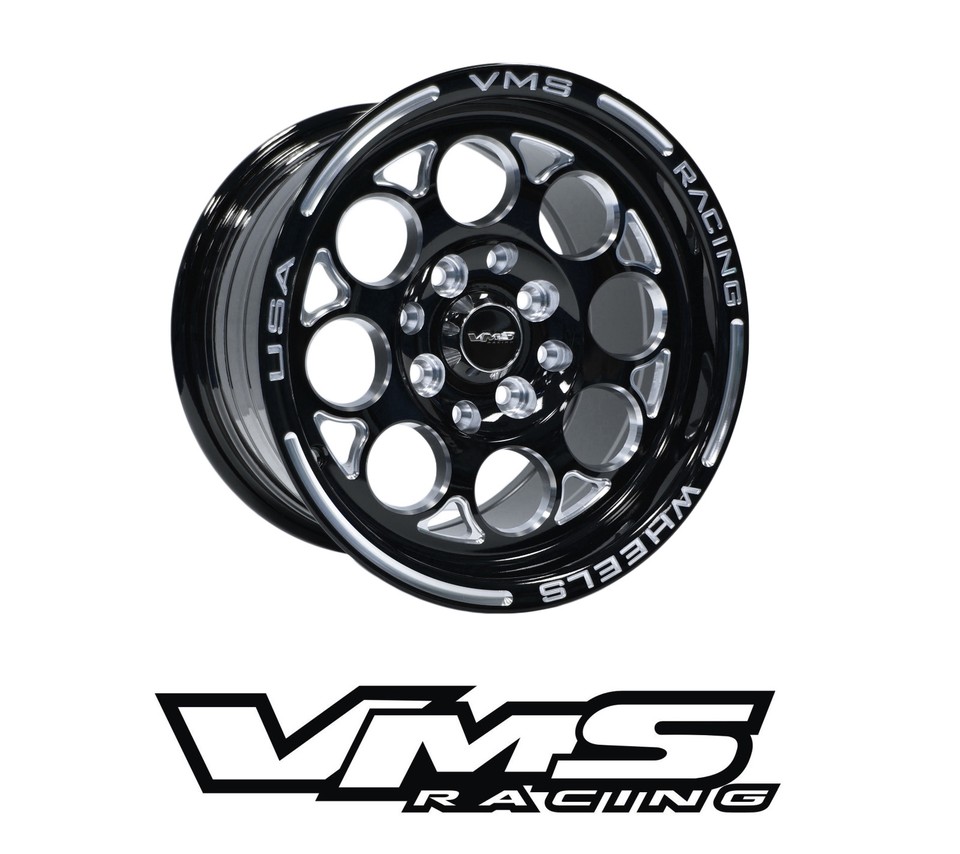 x2 VMS RACING MODULO 15X7 BLACK SILVER DRAG RIMS WHEELS 4X100/4X114 ...