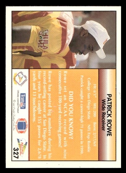 1992 Pacific #327 Patrick Rowe San Diego State Aztecs | eBay