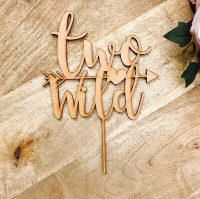 2ND BIRTHDAY TWO WILD ARROW BOHO WOODEN CAKE TOPPER RUSTIC WOOD ...