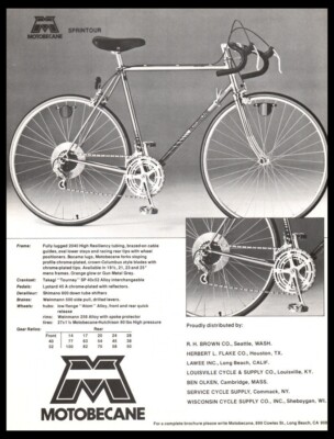 1978 Motobecane Vintage ORIGINAL Bike/Bicycle Print ad /mini poster ...