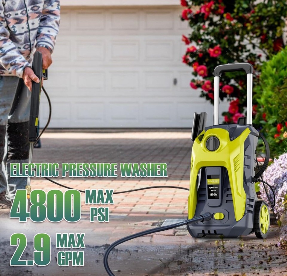 Electric Power Washer 4800 PSI 2.9 GPM Pressure Washer with 25FT Hose ...