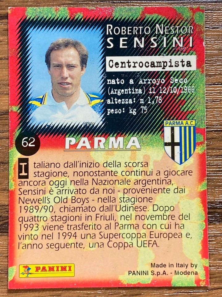 Panini Card Calcio 97 1997 Serie A #62 Roberto Sensini Parma | eBay UK