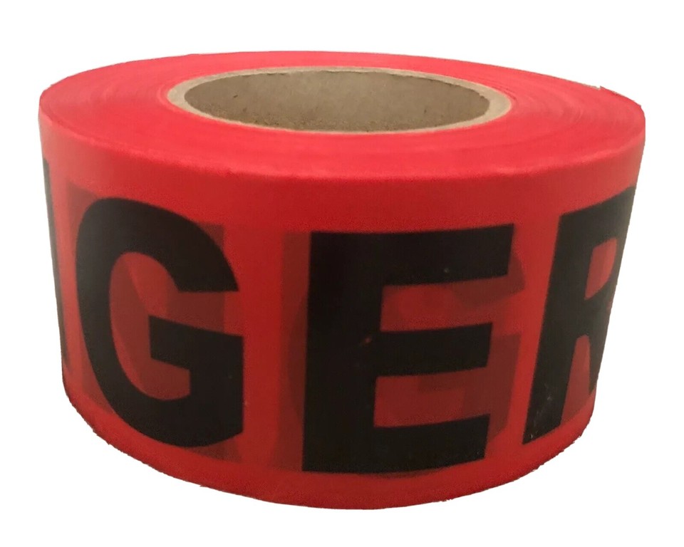 NEW Red High Visibility DANGER Barricade Safety Flagging Tape 3in x ...