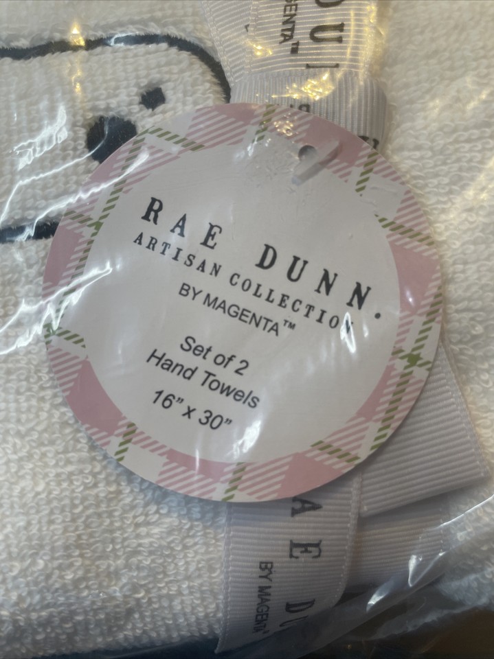 Rae Dunn Set/2 Hand Towels HEY BOO-TIFUL BEAUTIFUL WHITE FREE SHIPPING ...