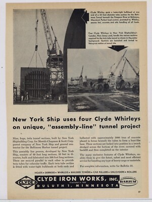 1956 Clyde Iron Works Ad: Baltimore Tunnel Beneath Patapsco River ...