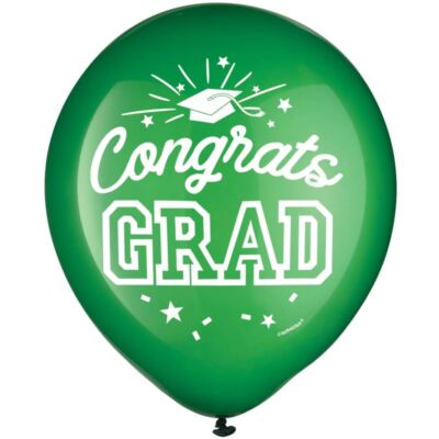Graduation Green 12-inch Latex Balloons 15 Per Pack Green Grad ...