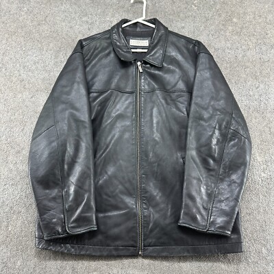 VINTAGE Chereskin Jacket Mens XL Black Bomber Genuine Leather Soft Full ...