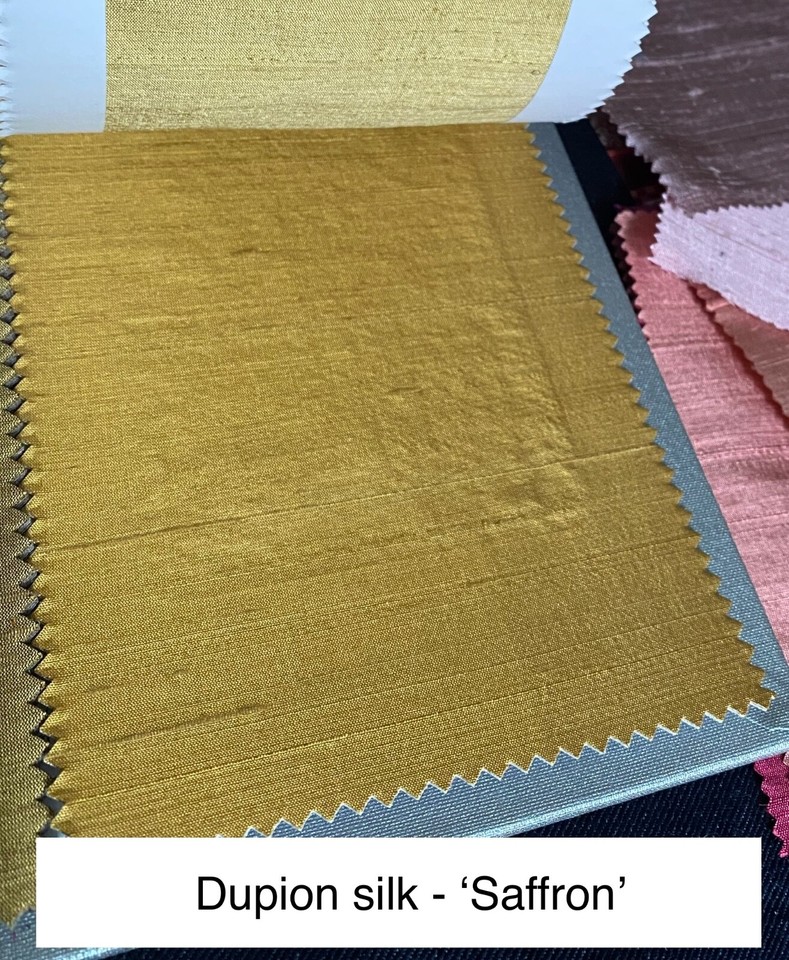 GOLD REAL SILK FABRIC SAMPLE. MTM WINDOW CURTAINS. PENCIL PINCH PLEAT ...