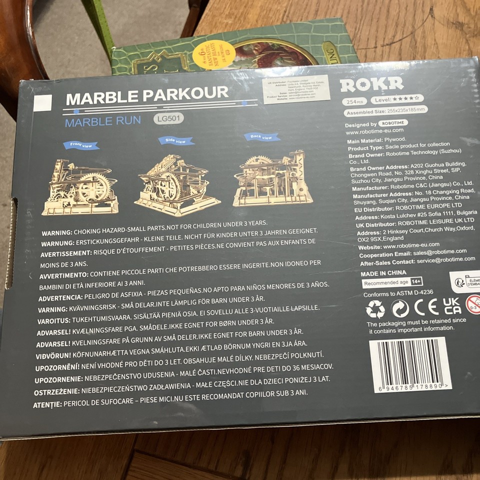 New Sealed ROKR Marble Parkour Marble Run LG501 Robotime Plywood 3D ...