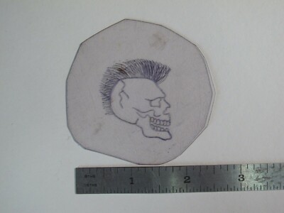 vtg 1960s 70s Tattoo Flash acetate stencil Mohawk Punk Skull profile ...