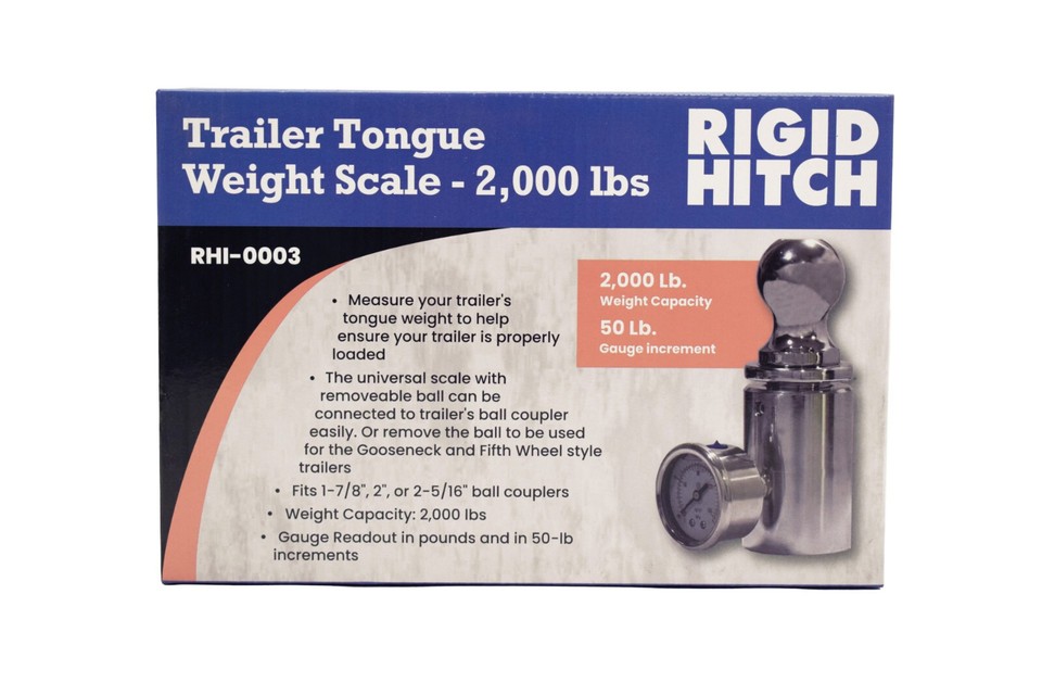 Rigid Hitch Trailer Weight Tongue Scale (RHI-0003) 2,000 lbs Capacity ...