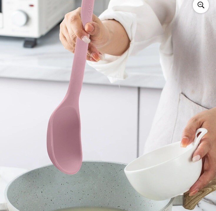 4 Silicone Kitchen Tools Set Slotted Turner & Spoon, Basting Spoon ...