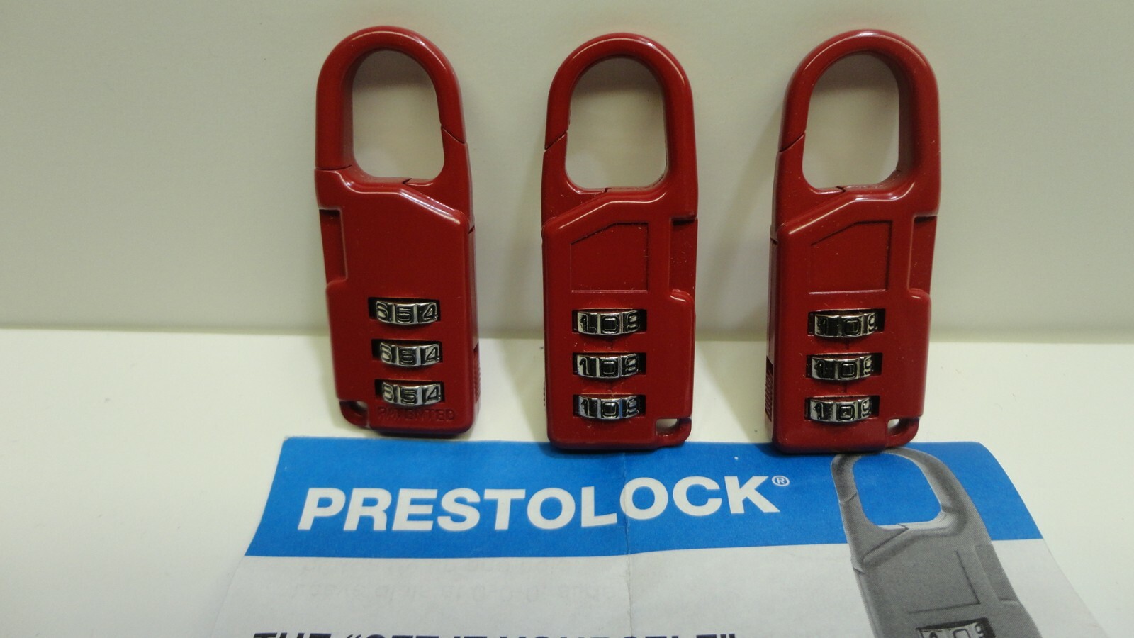 3 Red Prestolock Combination Travel Luggage,Suitcase,Backpack Snap ...