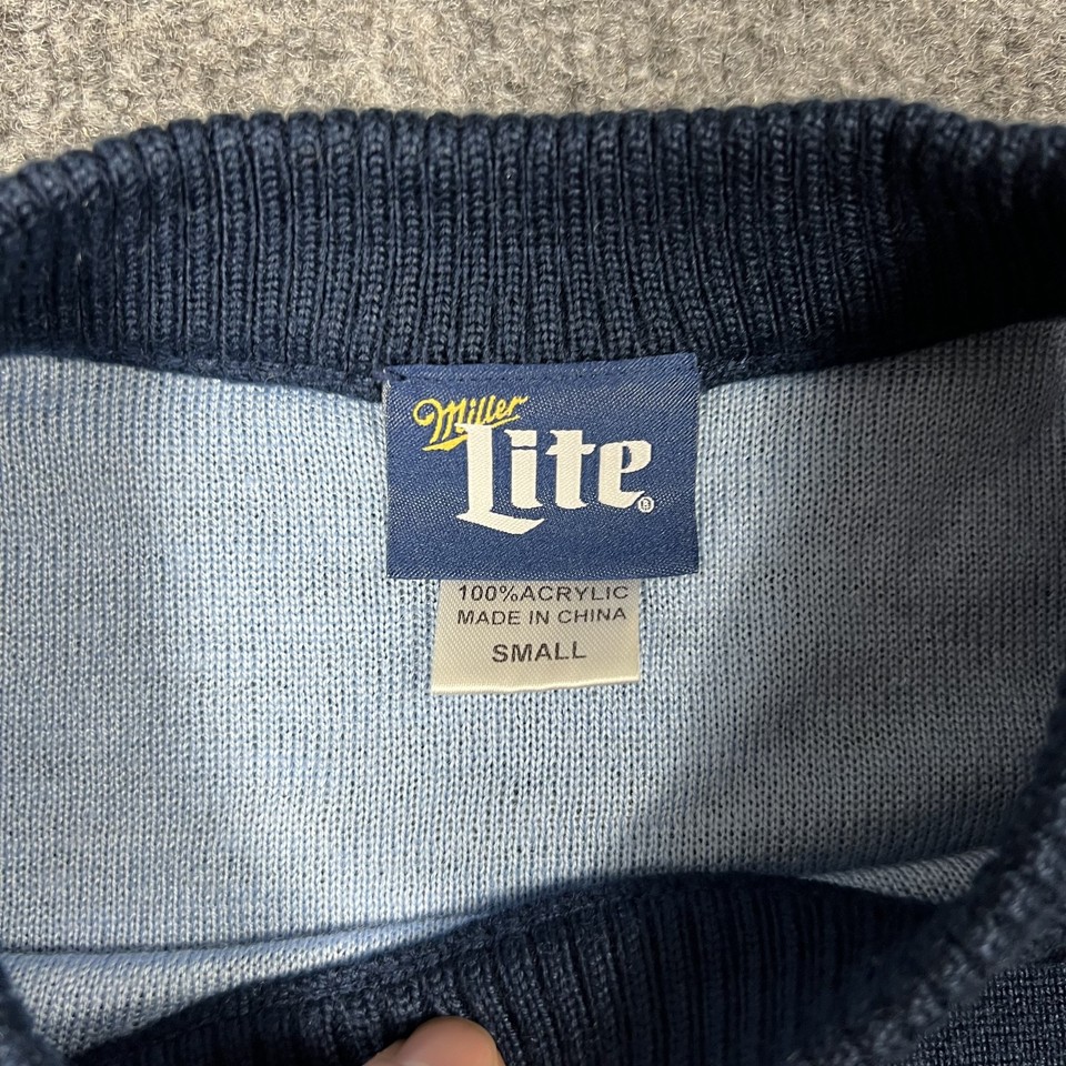 Miller Lite Sweater Mens Small Tis Miller Time Holiday Ugly Beer ...