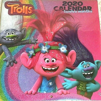 Dream Works Trolls 2020 Wall Calendar 12 Month NEW SEALED 10" X 20 ...