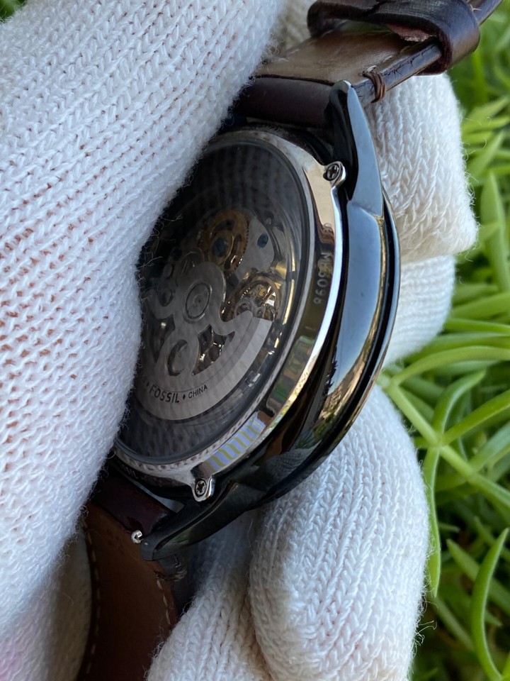 Fossil Townsman Watch Automatic Skeleton Dial ME3098 Brown Mens 44mm | eBay