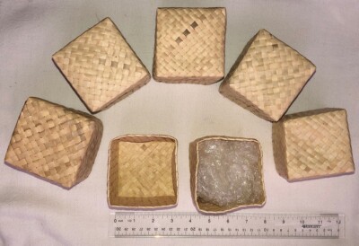 SIX Buri HandWeaved Gift Boxes 3"x3"x3" Hawaiian Basket Keepsake Hawaii ...