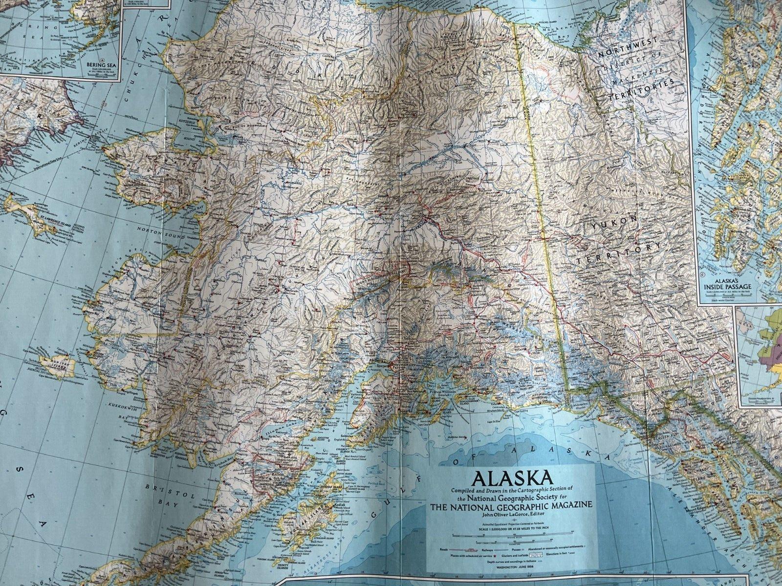 Vintage 1956 Large Map Of Alaska On Vellum 28 1/2" x 34 1/2" | eBay