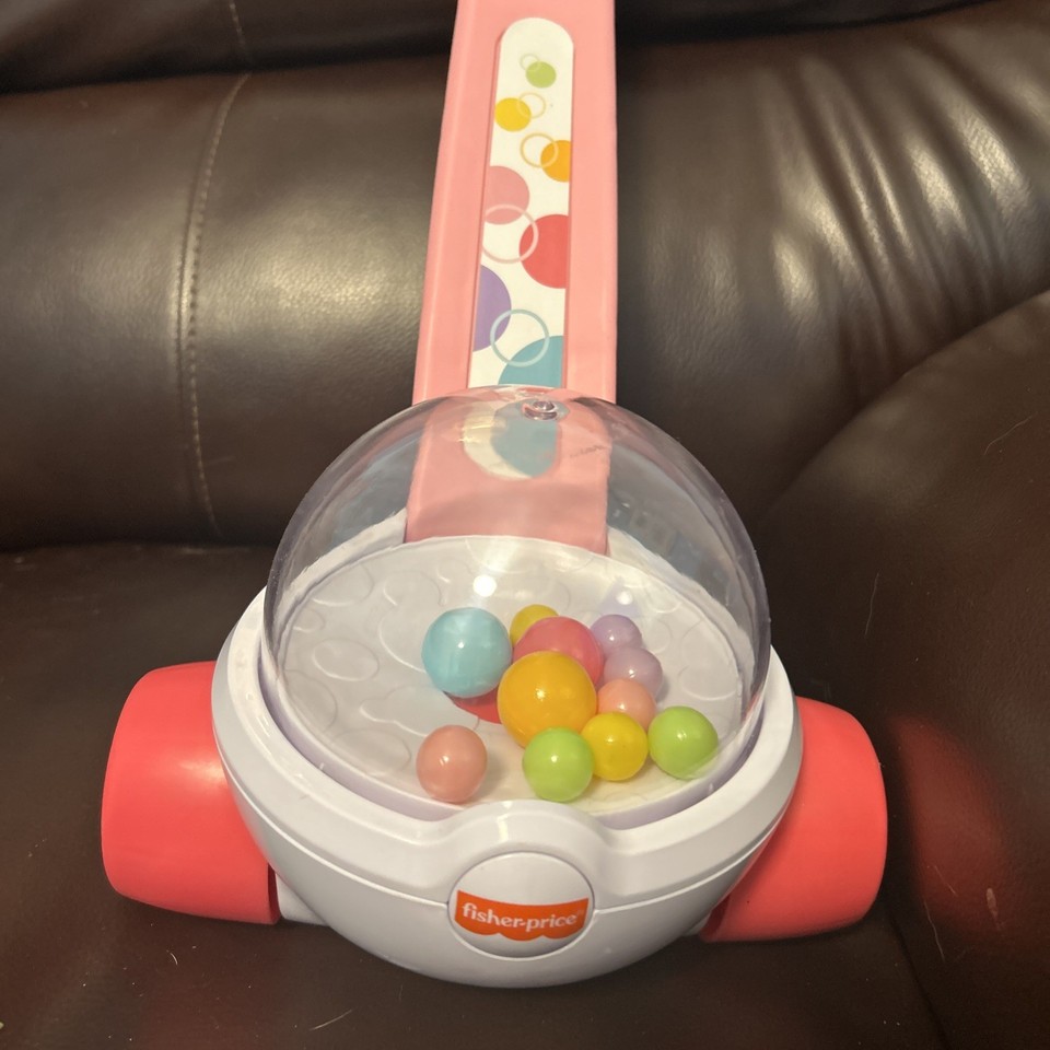 RARE Pink Fisher Price Corn Popper Push Pull Toddler Toy Popcorn Pump ...