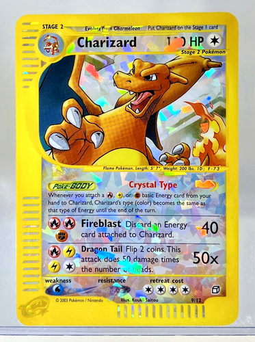 2003 Pokemon CRYSTAL CHARIZARD Skyridge REVERSE HOLO Rare JUMBO TOPPER ...